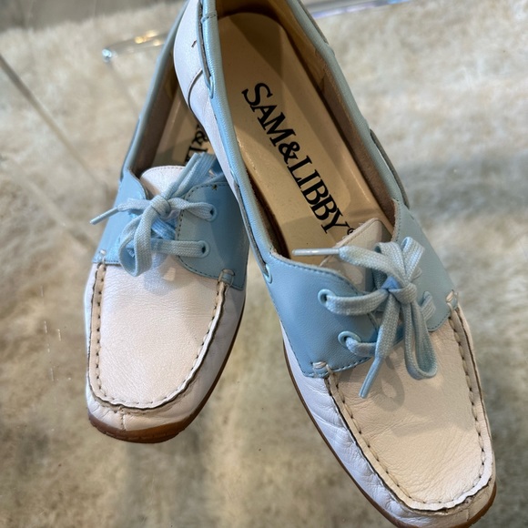 Sam & Libby | Shoes | Sam Libby Madison White Powder Blue Leather ...
